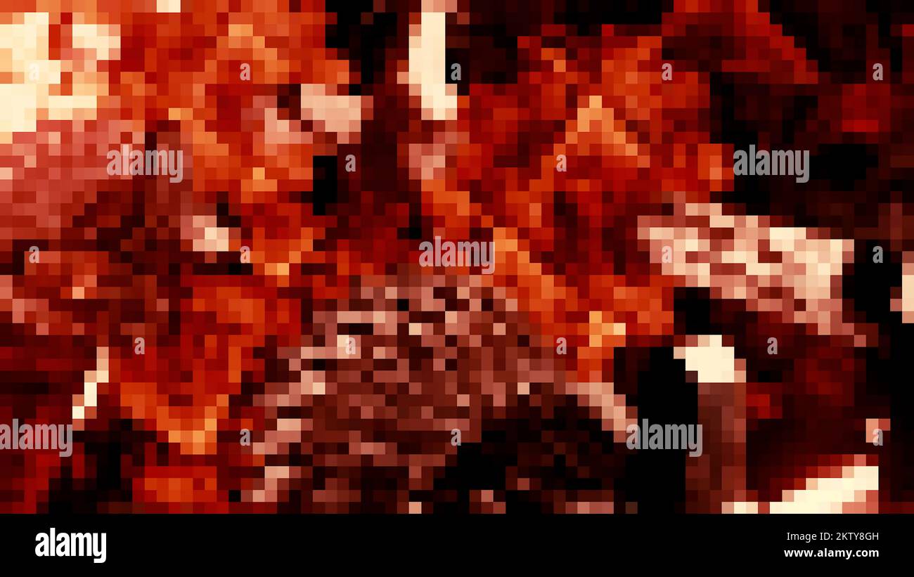 Red pixelated pattern with spinning gears. Motion. Working mechanism ...