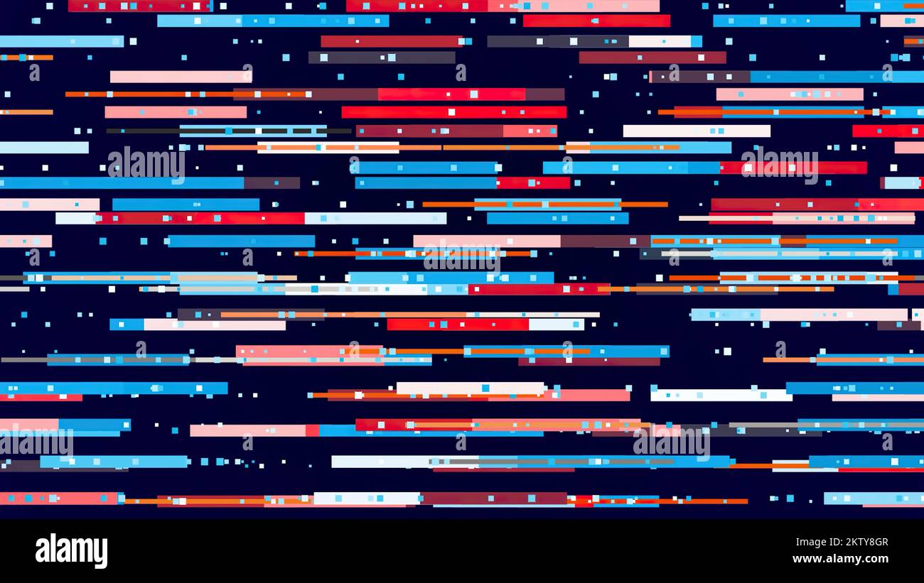 Horizontal, parallel graphic lines moving from side to side on a dark ...