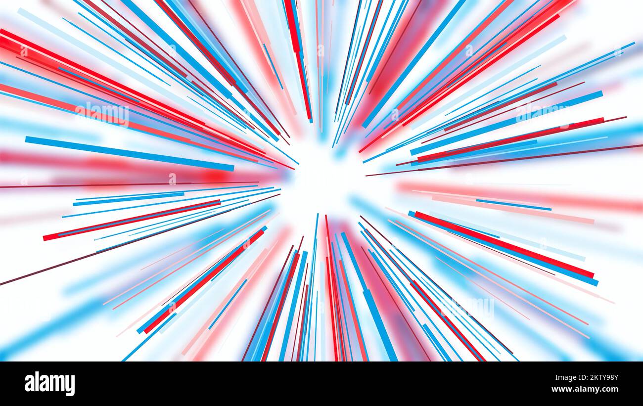 Spinning narrow multicolored rays on a white background. Motion. Radial ...