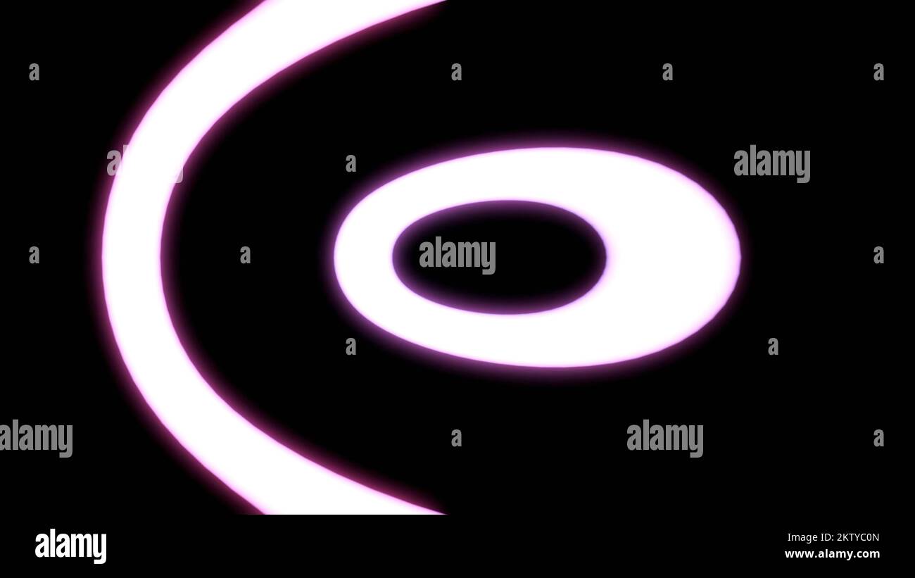 Abstract transforming neon pink rings isolated on a black background ...