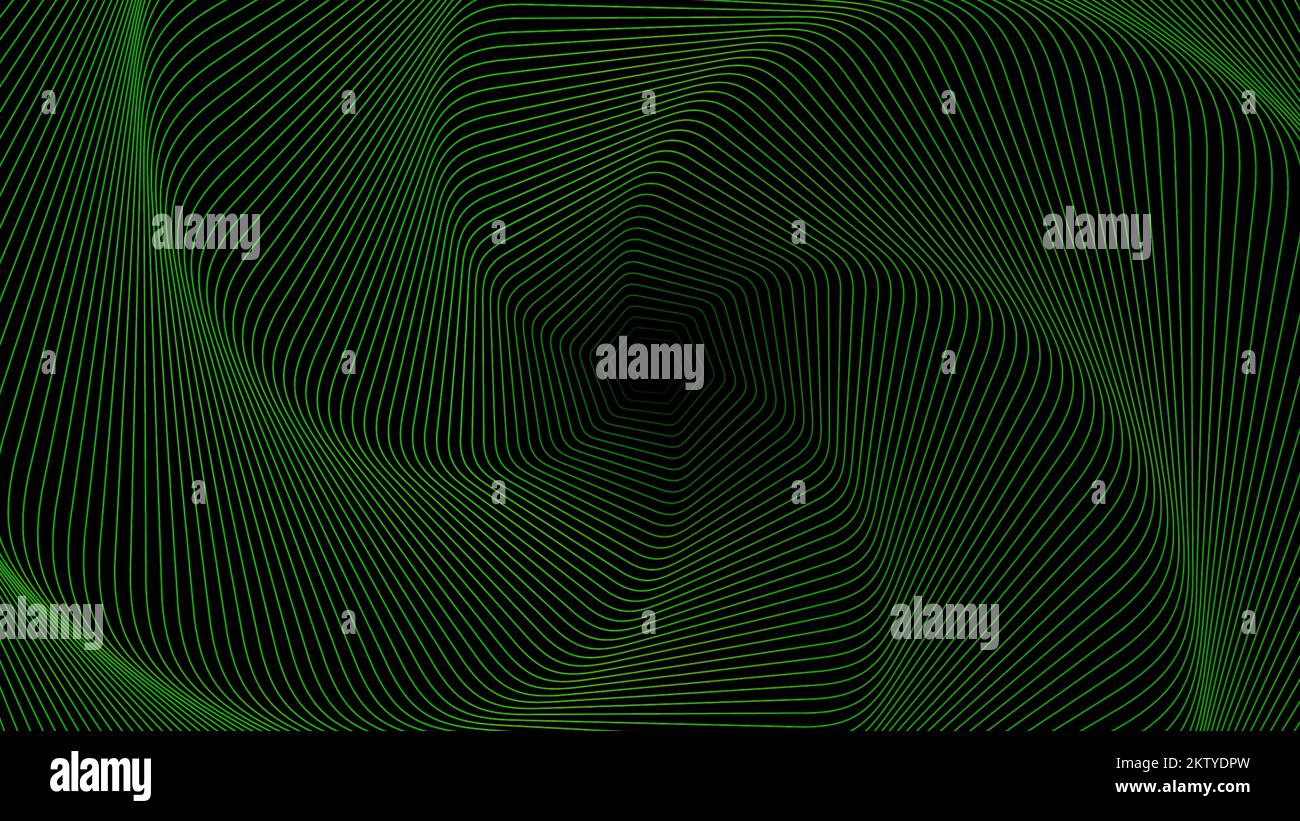 Colorful spiral moving slowly. Action. Green helix with rippling lines ...