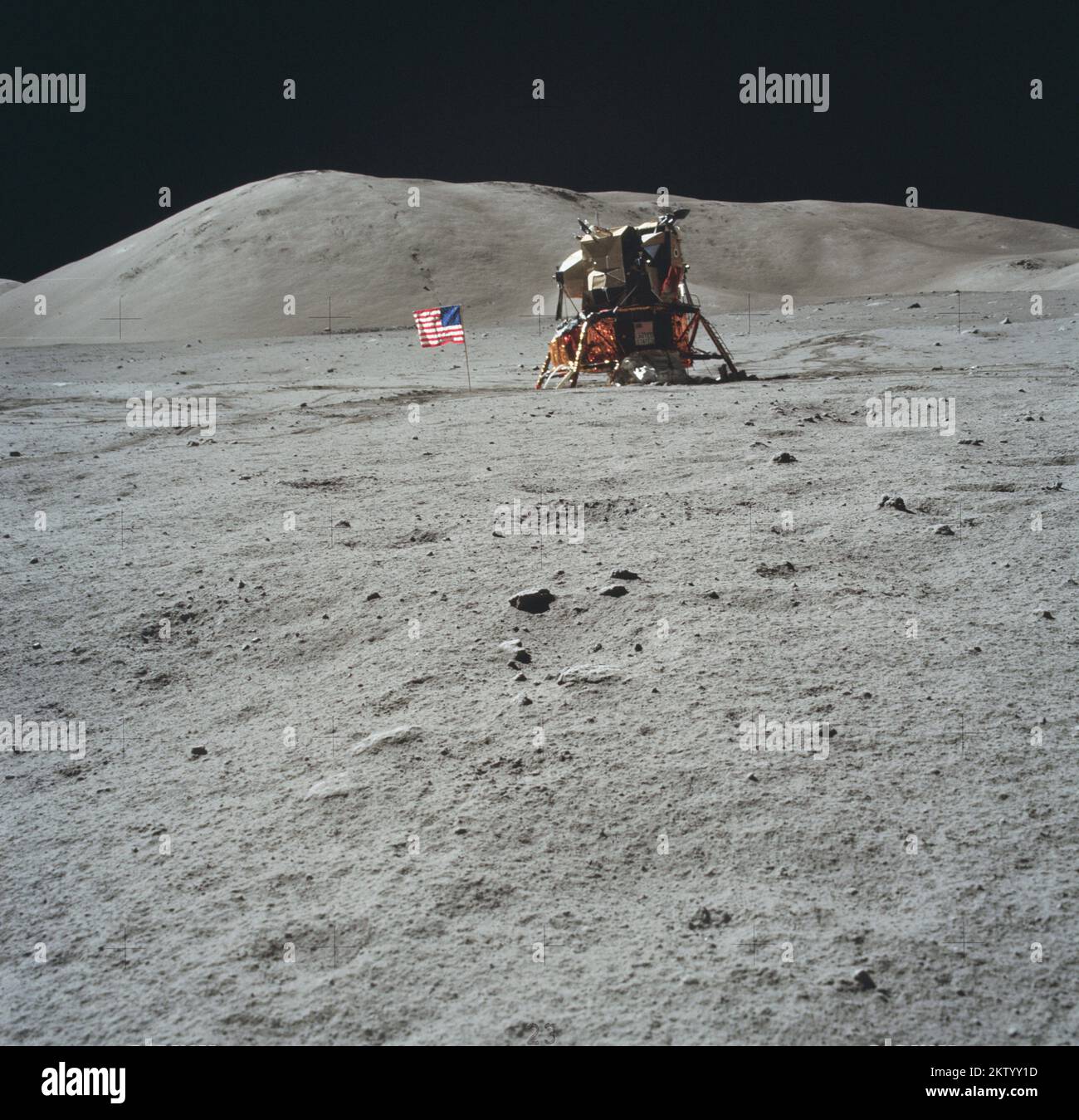 USA flag and lunar module on the Moon, Apollo 17 image Stock Photo - Alamy