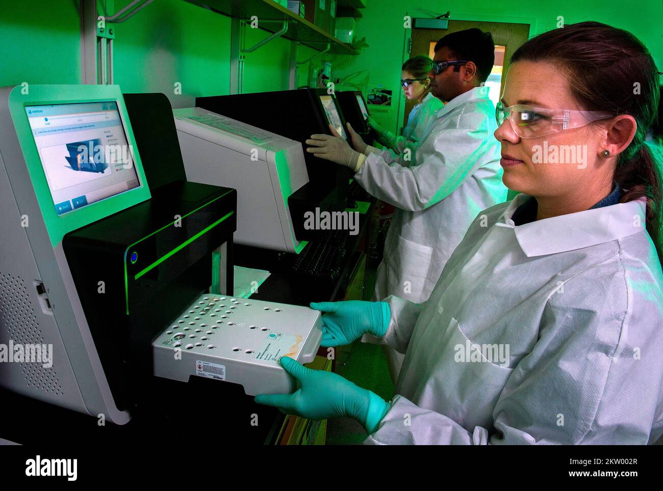 Scientists setting up a bacterial DNA sequencing run Stock Photo - Alamy