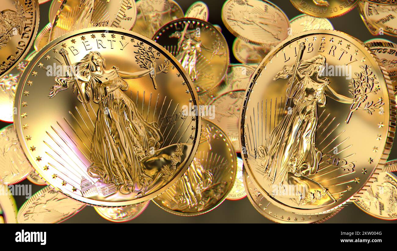 Gold coins, conceptual illustration Stock Photo - Alamy