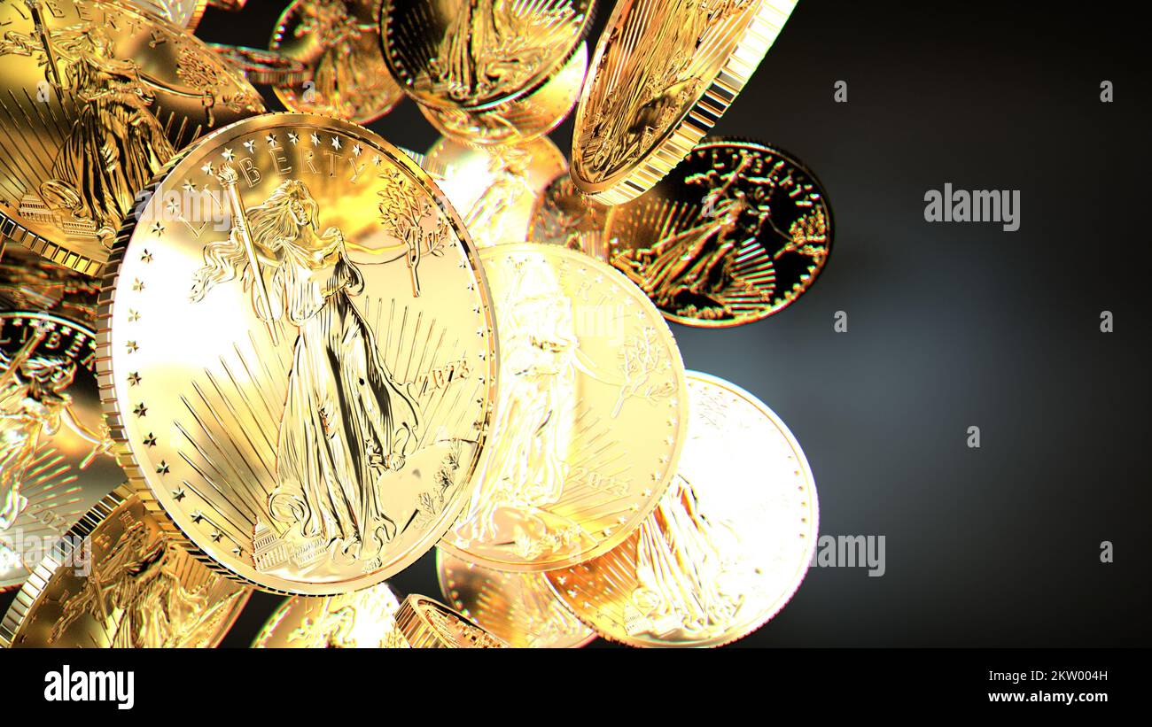 Gold coins, conceptual illustration Stock Photo - Alamy