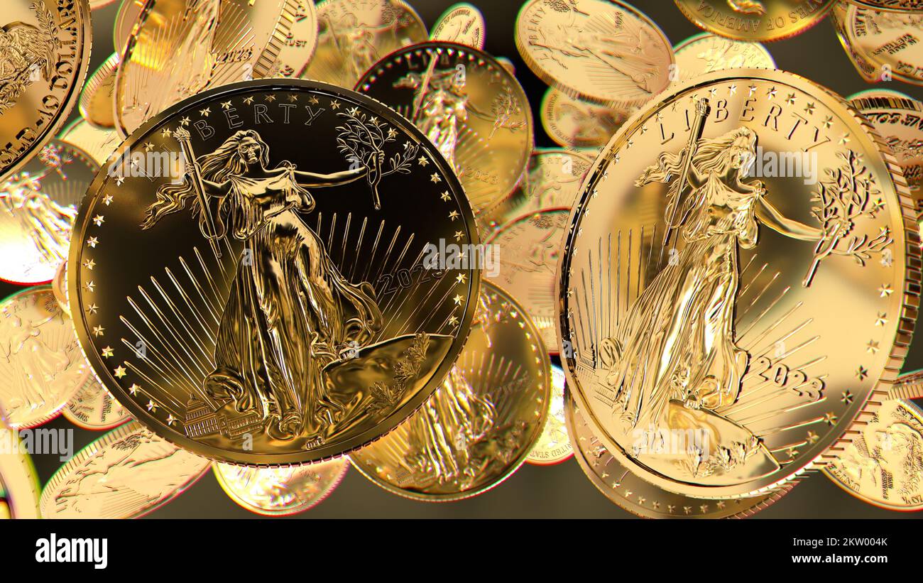 Gold coins, conceptual illustration Stock Photo - Alamy