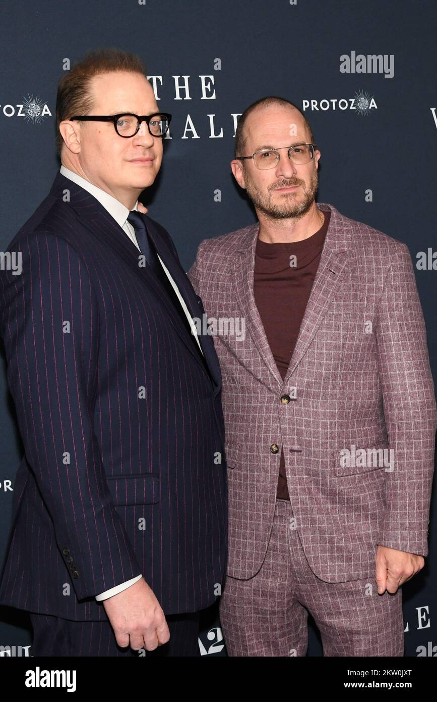 New York, NY, on November 29, 2022. Brendan Fraser and Darren Aronofsky ...