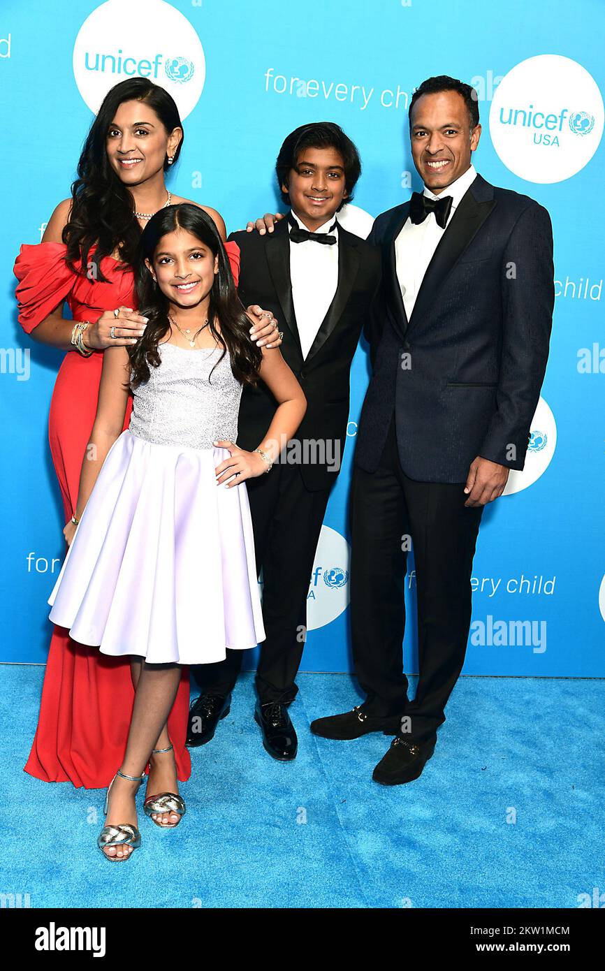 Honoree Purvi Padia, husband Harsh Padia and children attendsthe UNICEF ...