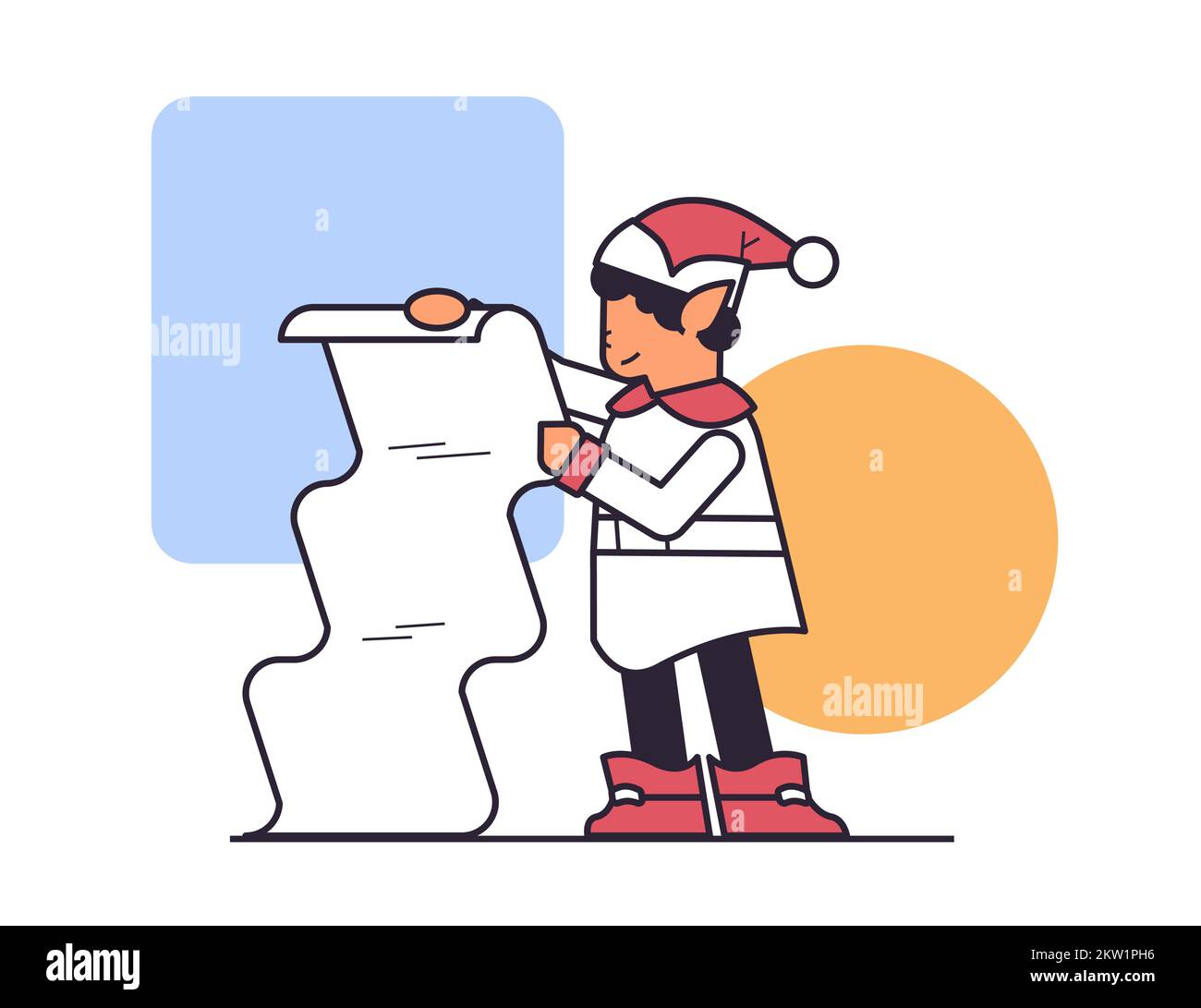 elf in uniform holding wish list boy santa helper celebrating happy new ...