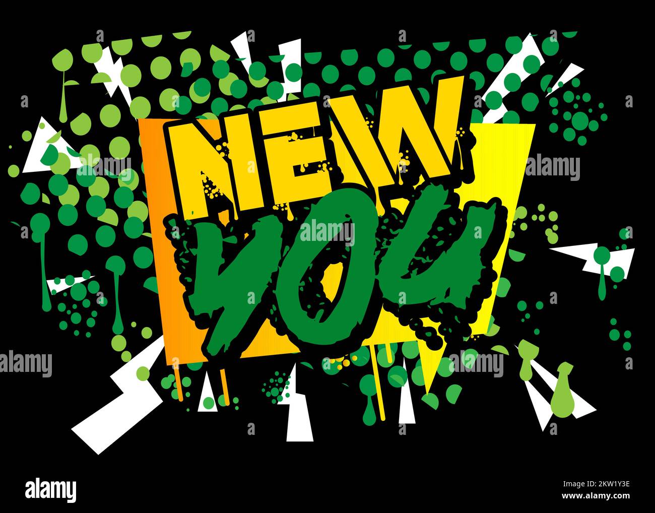 New You. Graffiti tag. New Year resolution. Abstract modern street art ...