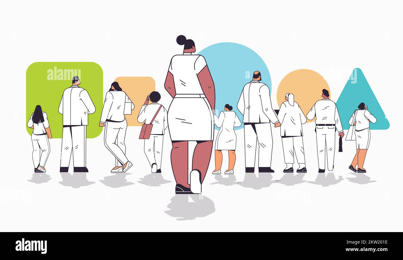 mix race businesspeople team standing back to camera rear view of ...