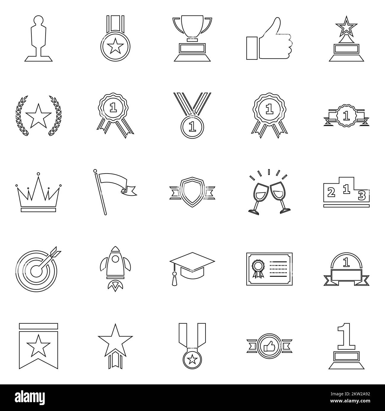 Success line icons on white background, stock vector Stock Vector Image ...