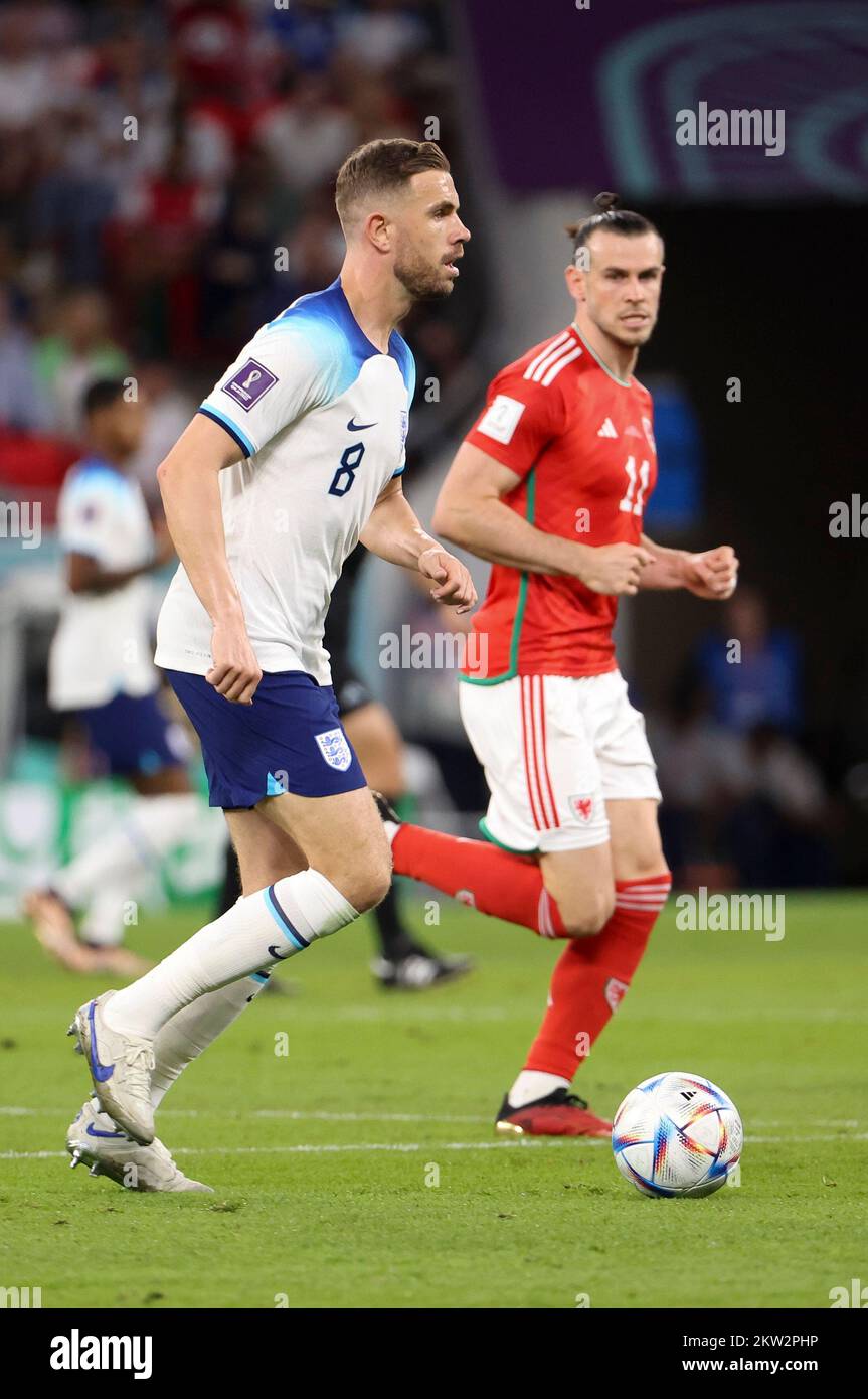 Ar-Rayyan, Qatar - 29/11/2022, Jordan Henderson of England, Gareth Bale ...