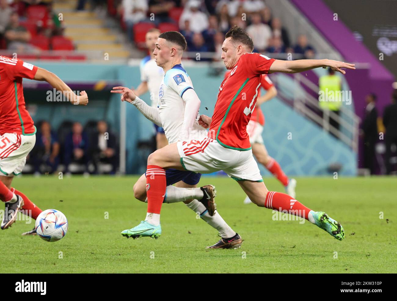 Ar-Rayyan, Qatar - 29/11/2022, Phil Foden of England, Connor Roberts of ...