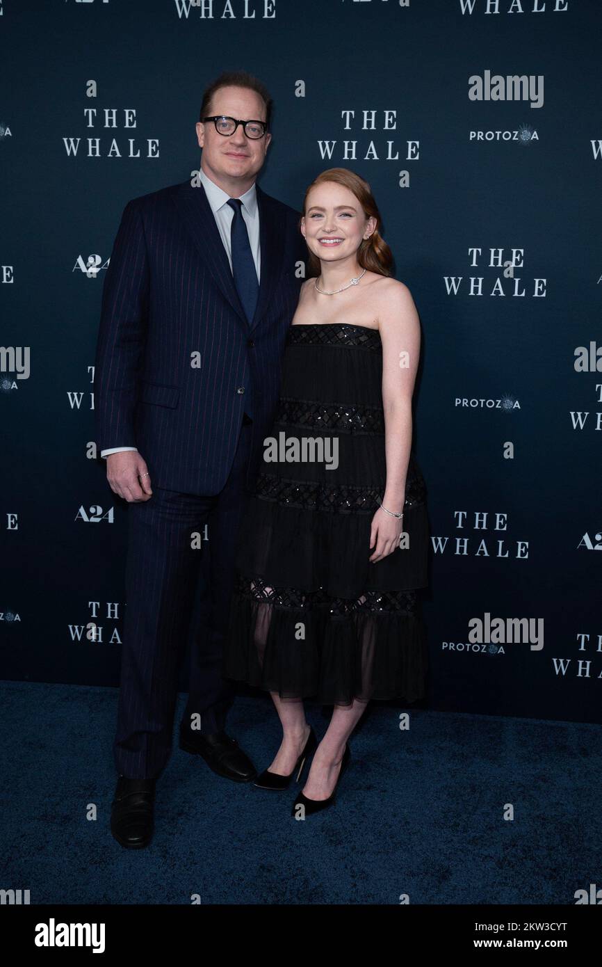 New York, NY, USA. 29th Nov, 2022. Brendan Fraser, Sadie Sink at ...