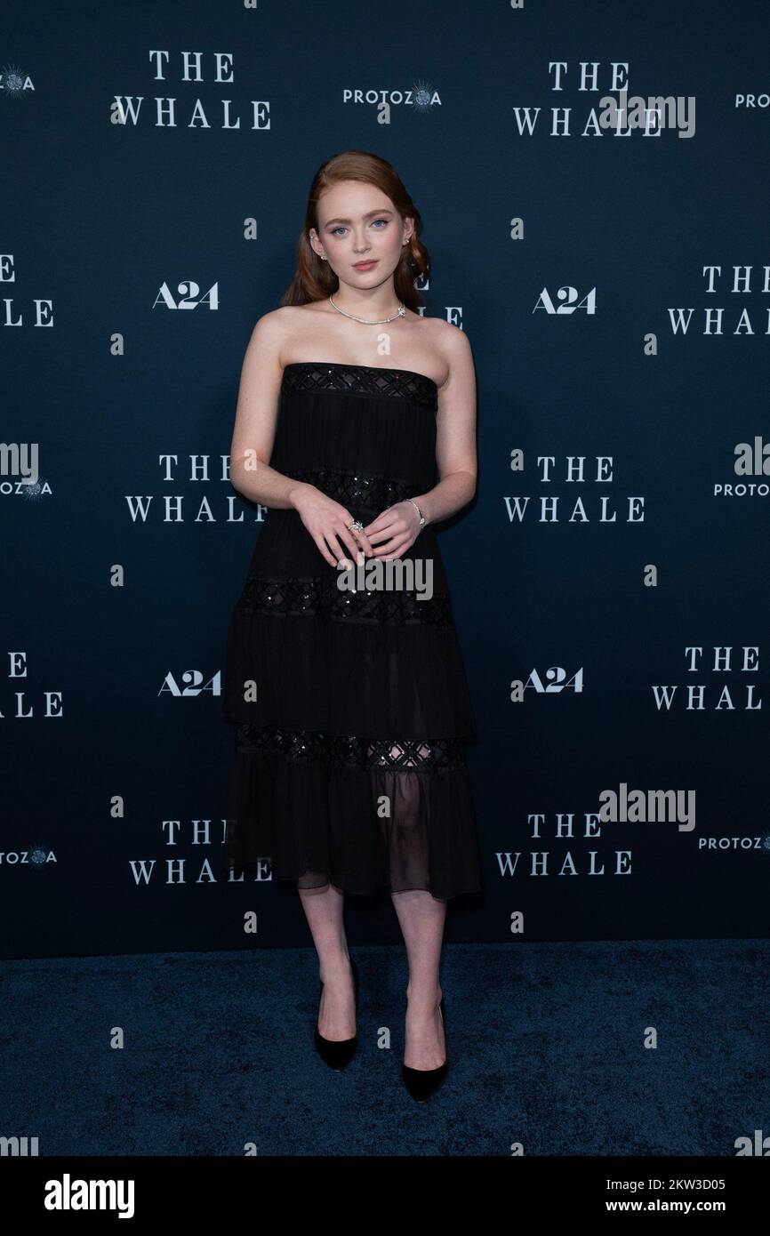 New York, NY, USA. 29th Nov, 2022. Sadie Sink at arrivals for THE WHALE ...