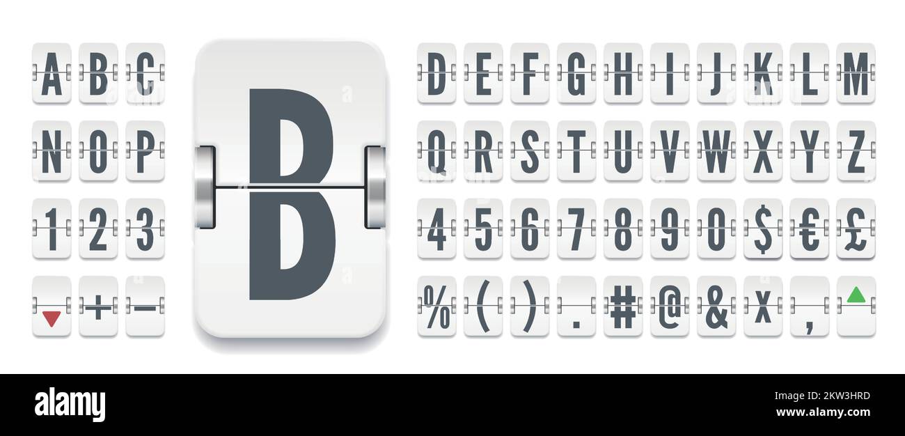 Airport flip board mechanical abc with numbers and symbols for flight ...