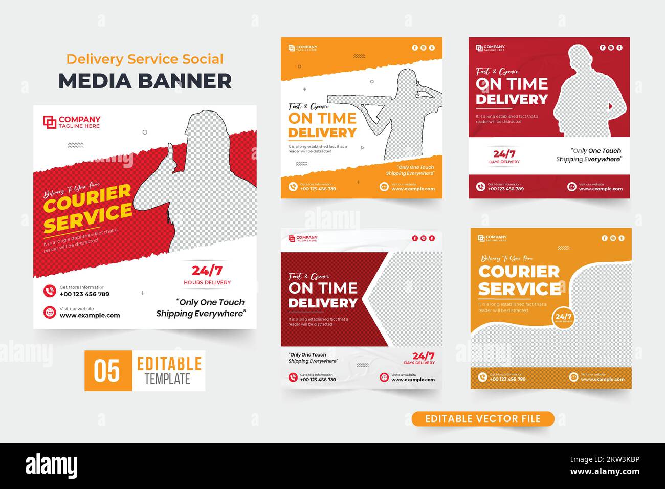 Modern home delivery service poster design collection with red and ...