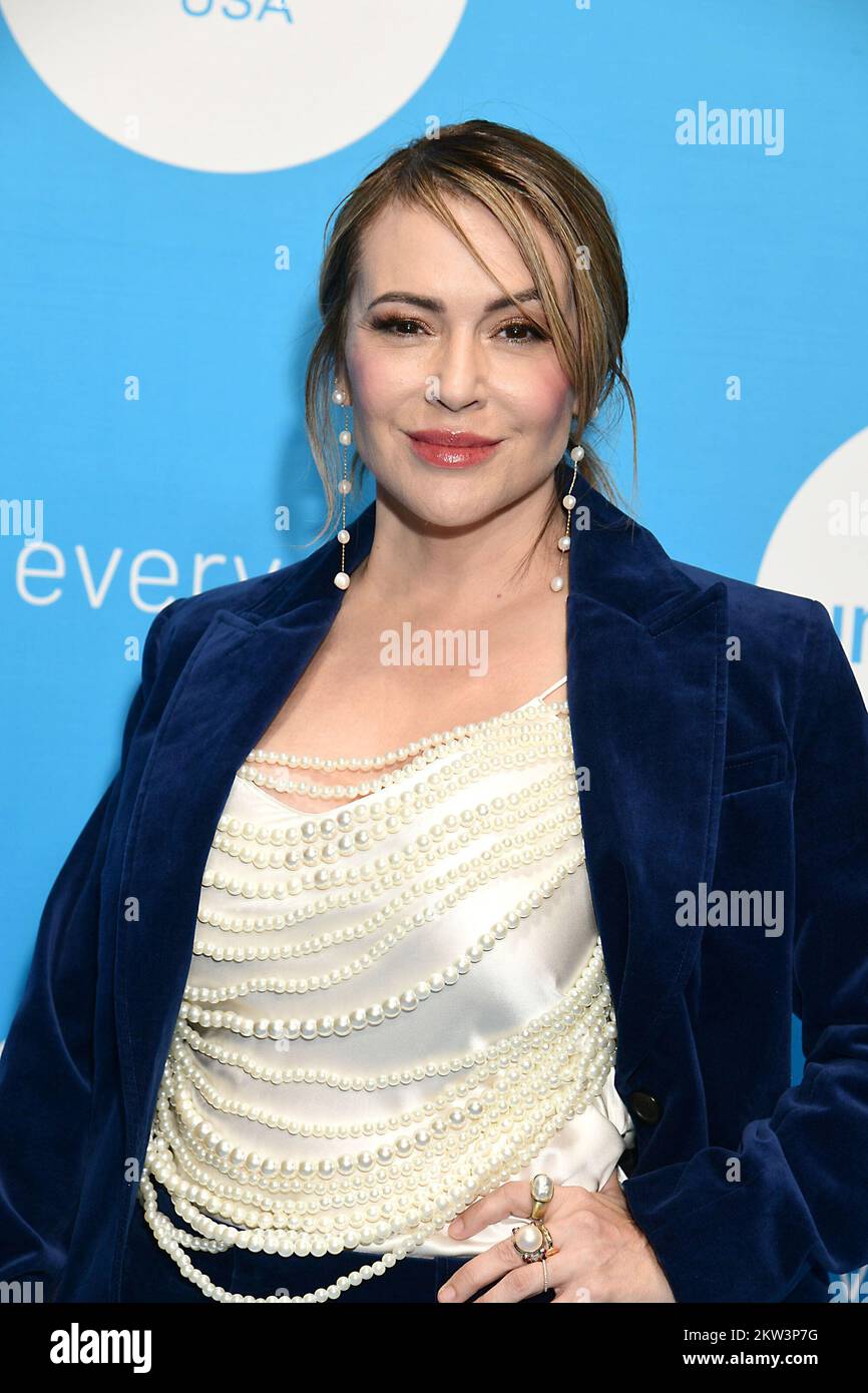 Alyssa Milano attends the UNICEF Gala on November 29, 2022 at The ...