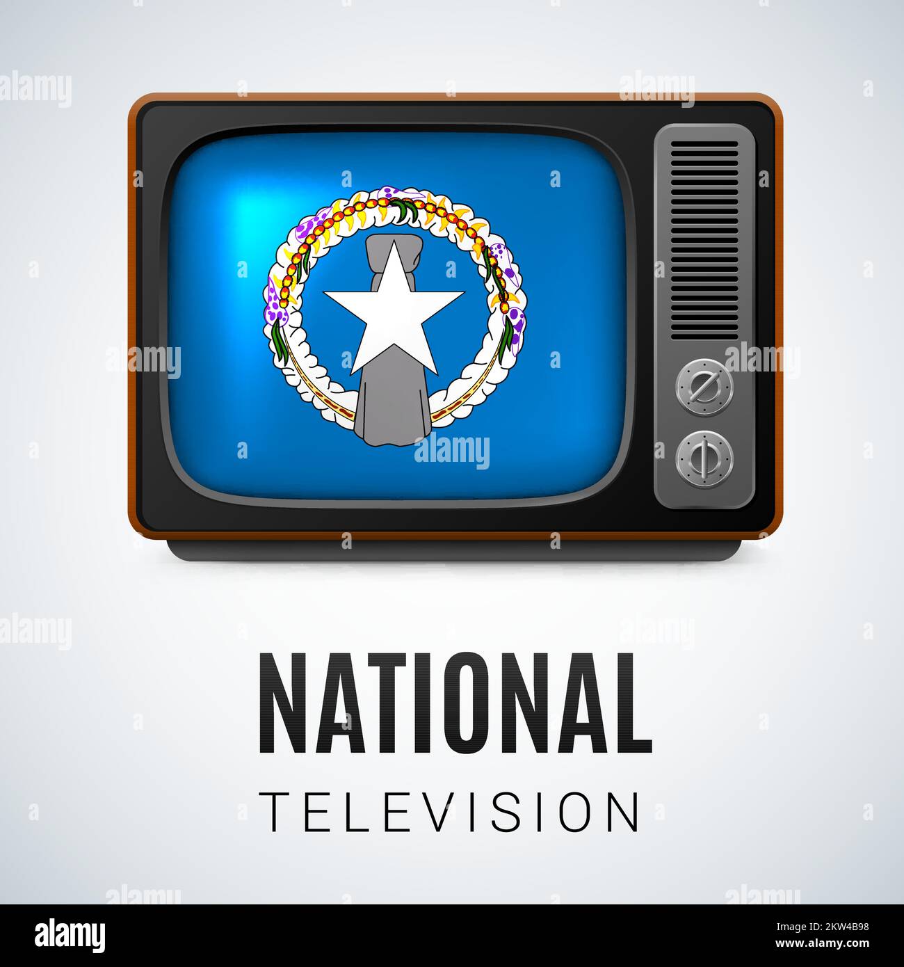 Vintage TV and Flag of Northern Mariana Islands as Symbol National ...
