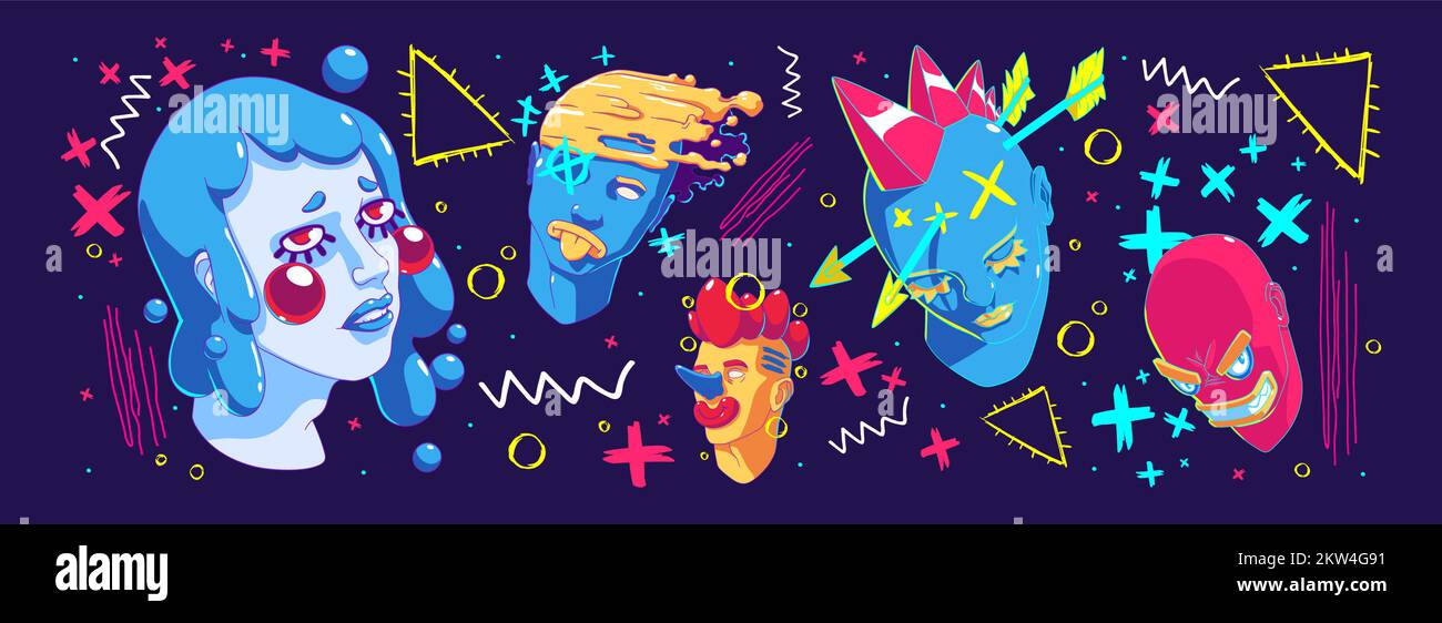 Abstract illustration with contemporary portraits, modern vector design ...