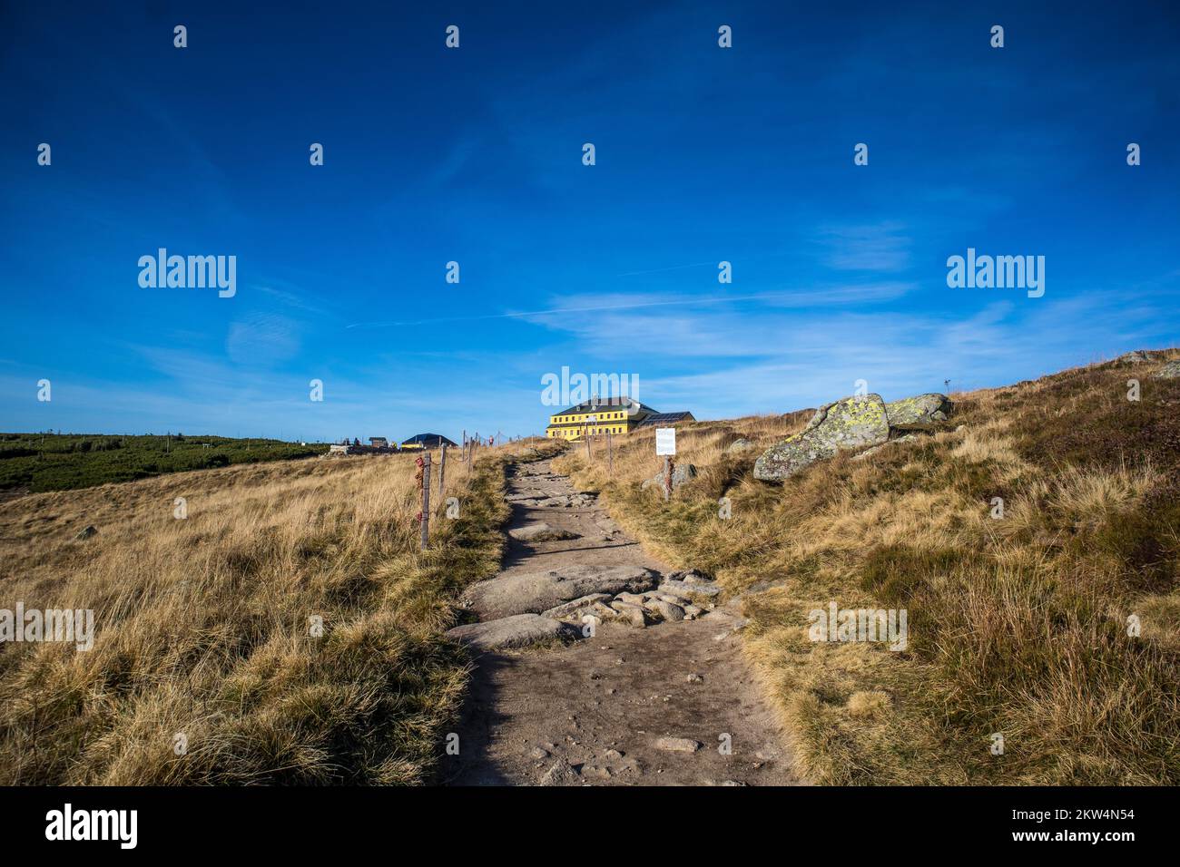 Beautiful view of the mountain trail in autumn Karpacz, dom slaski ...