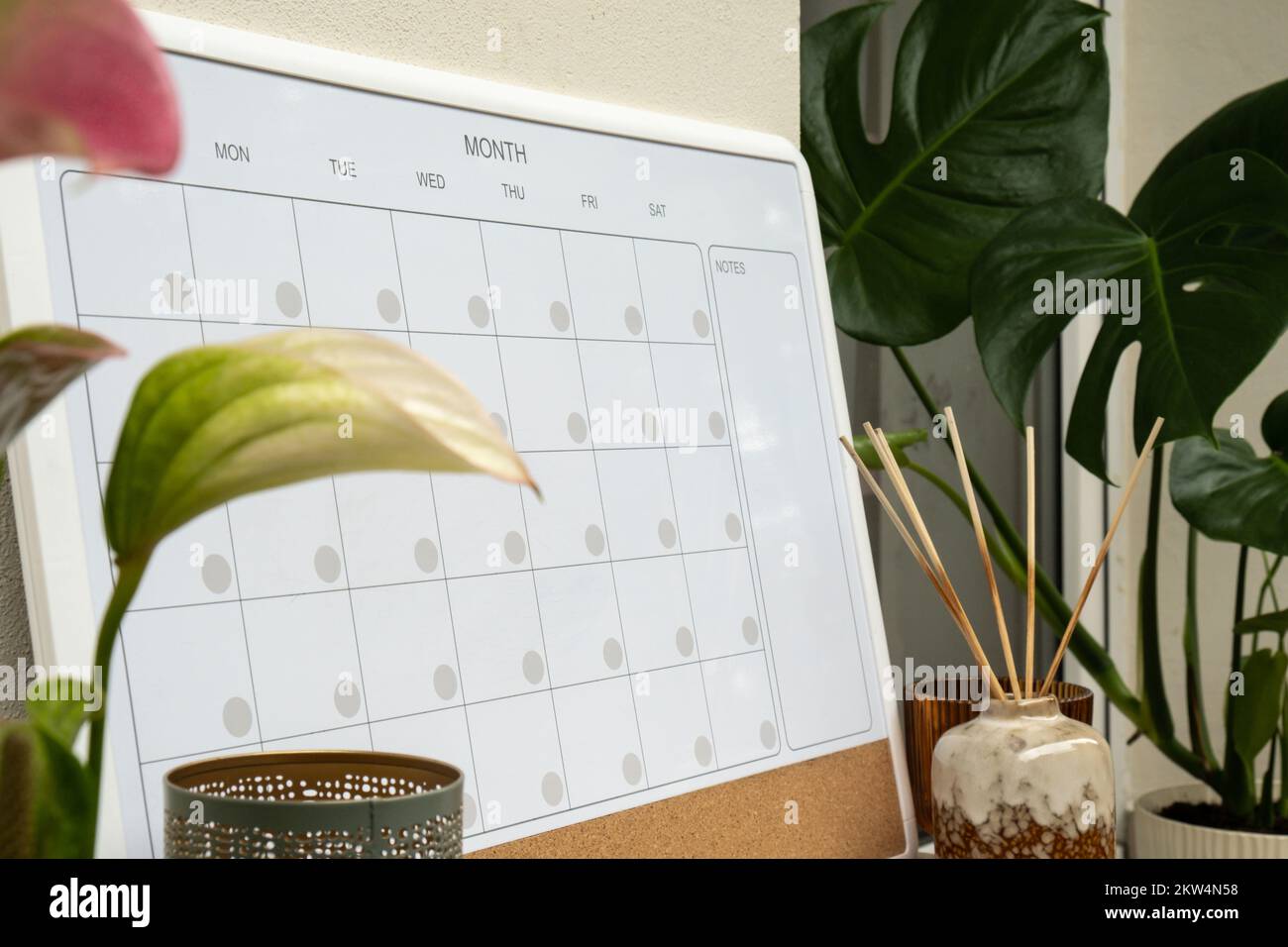 Monthly PLANNER. Empty Magnetic board with the days of the month. Place ...