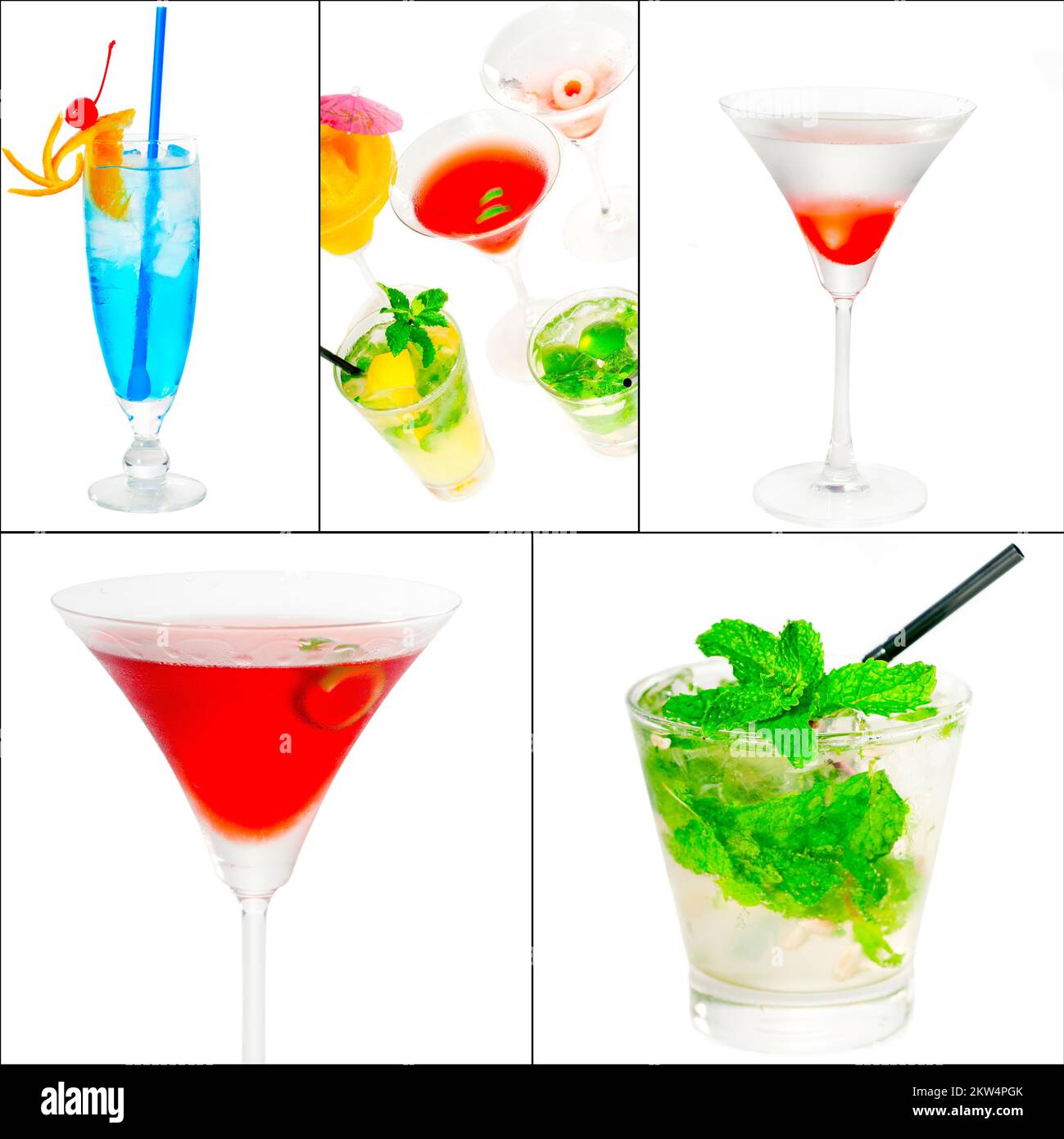 Selection of cocktails drinks collage composition nested on a square ...