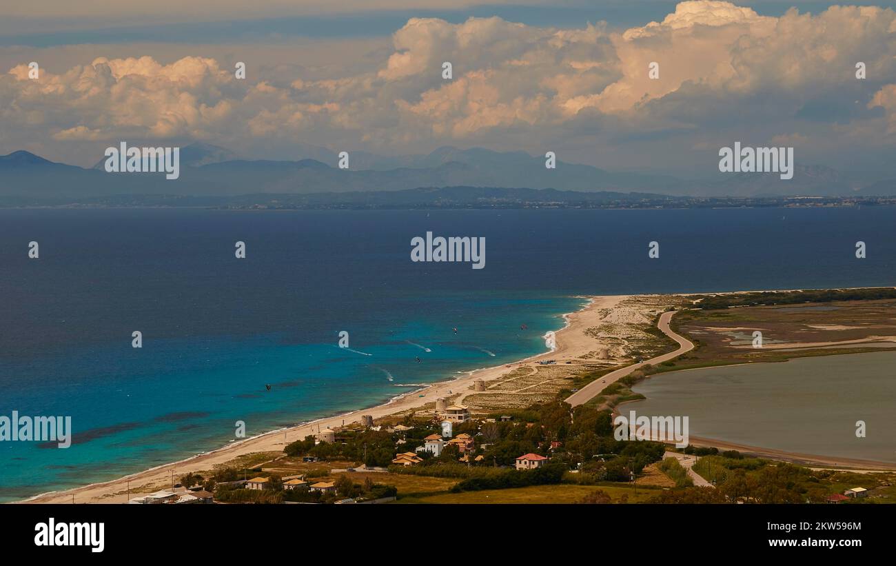 View from Faneromeni Monastery to Lefkas Town, part of the lagoon ...