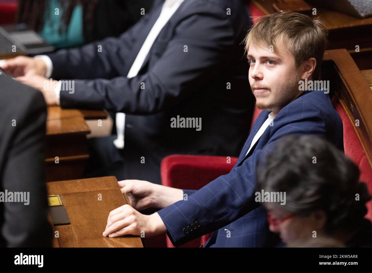 Deputy, Louis Boyard attends a session of Questions to the Government ...