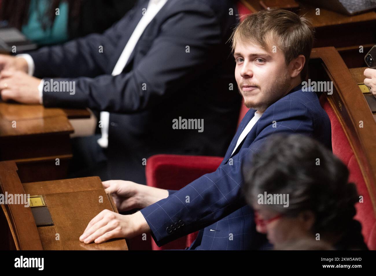 Deputy, Louis Boyard attends a session of Questions to the Government ...
