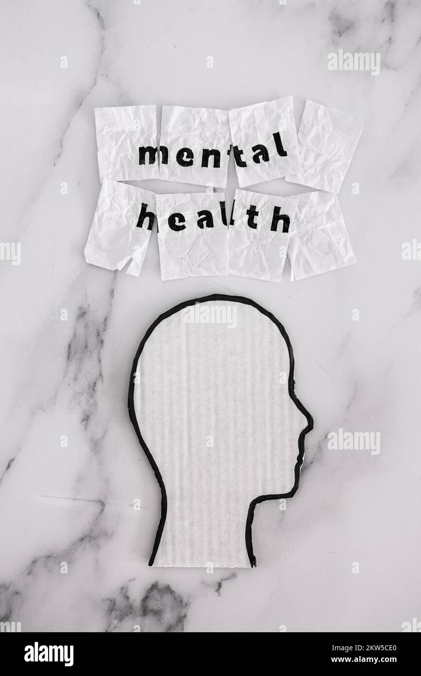 mental health and reaching out for help conceptual image, cardboard ...