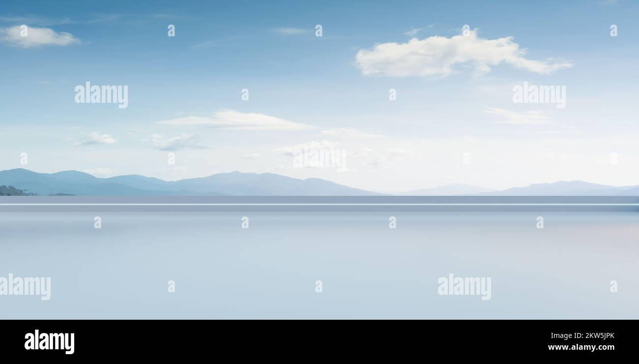 Empty solid clean floor with beautiful landscape background Stock Photo ...