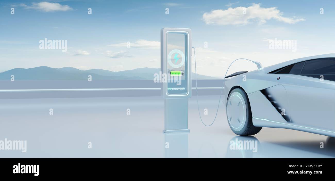 EV Car charging with modern UI control information display charging ...