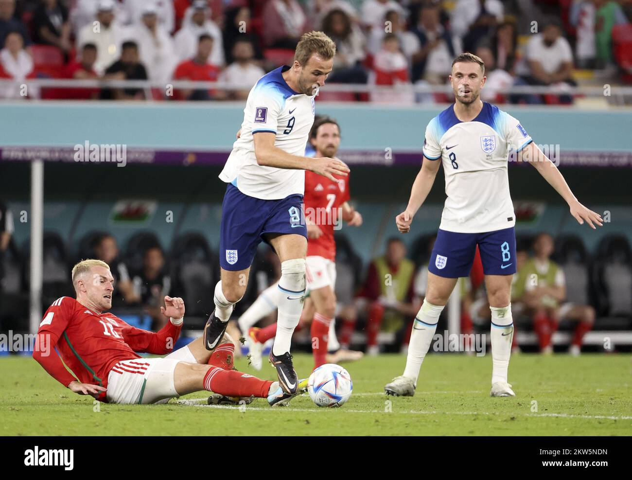 Harry Kane of England, Aaron Ramsey of Wales (left) during the FIFA ...