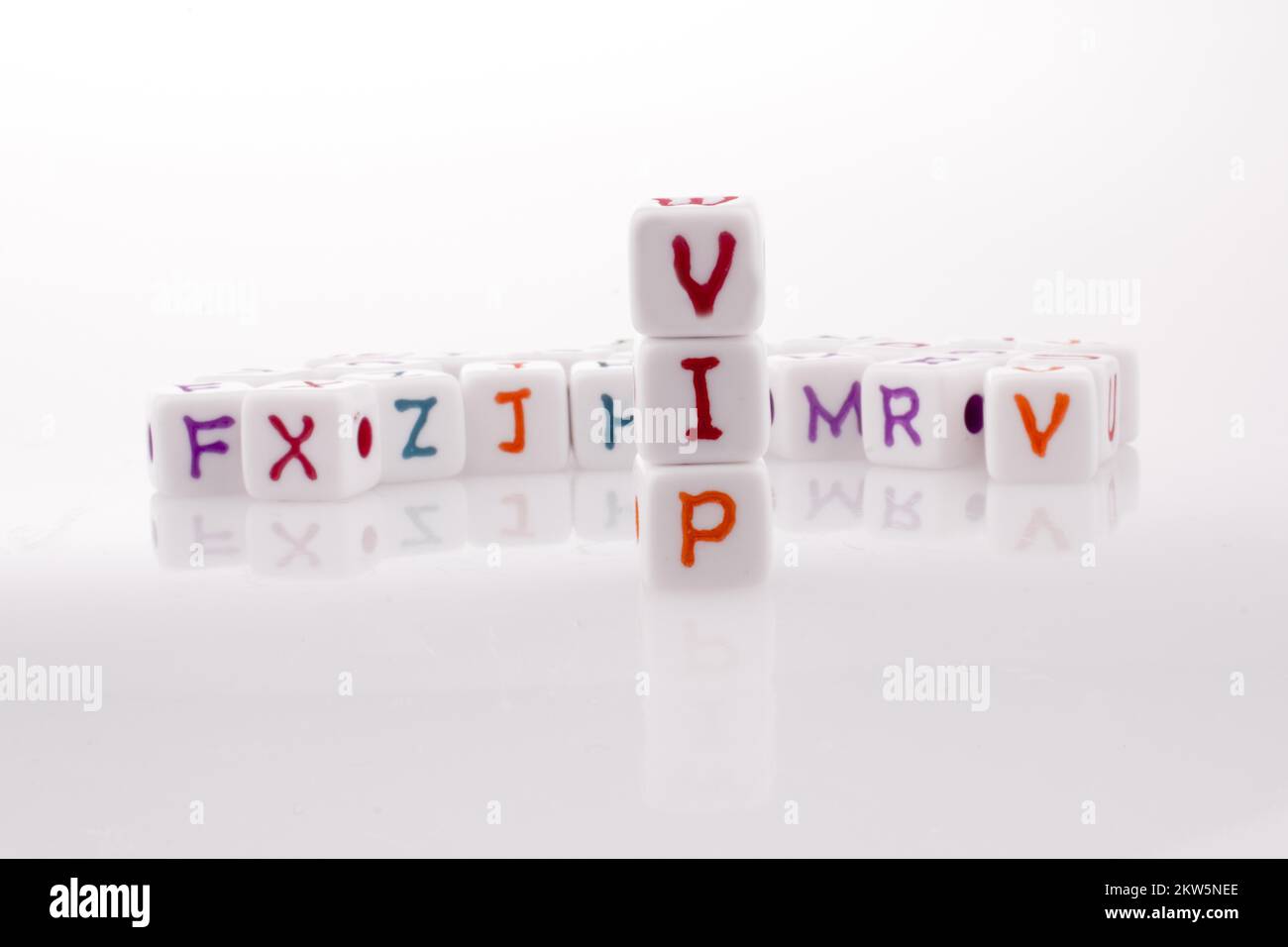 Alphabet blocks and the word VIP on a white background Stock Photo - Alamy