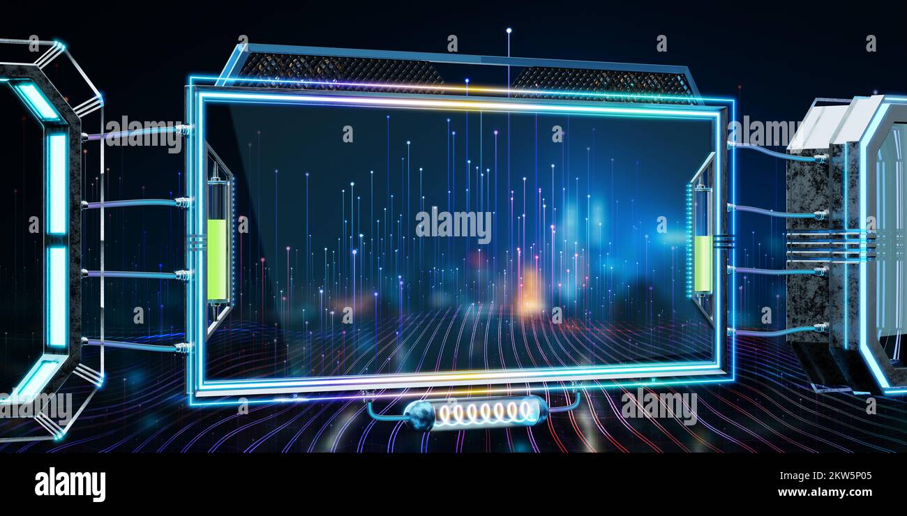 Tech user interface template for a Smart Business concept. 3d rendering ...