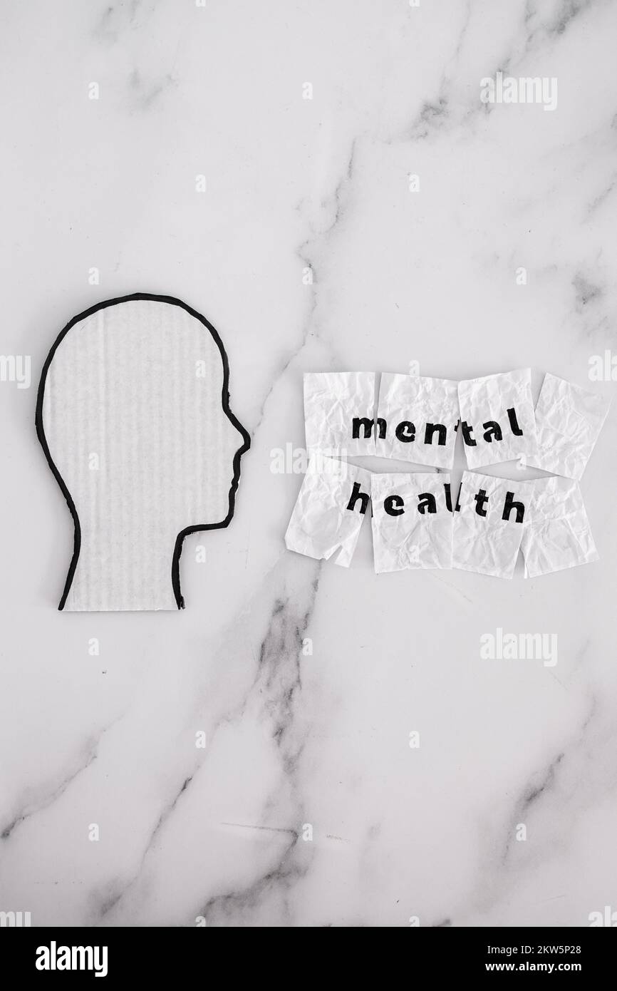 mental health and reaching out for help conceptual image, cardboard ...