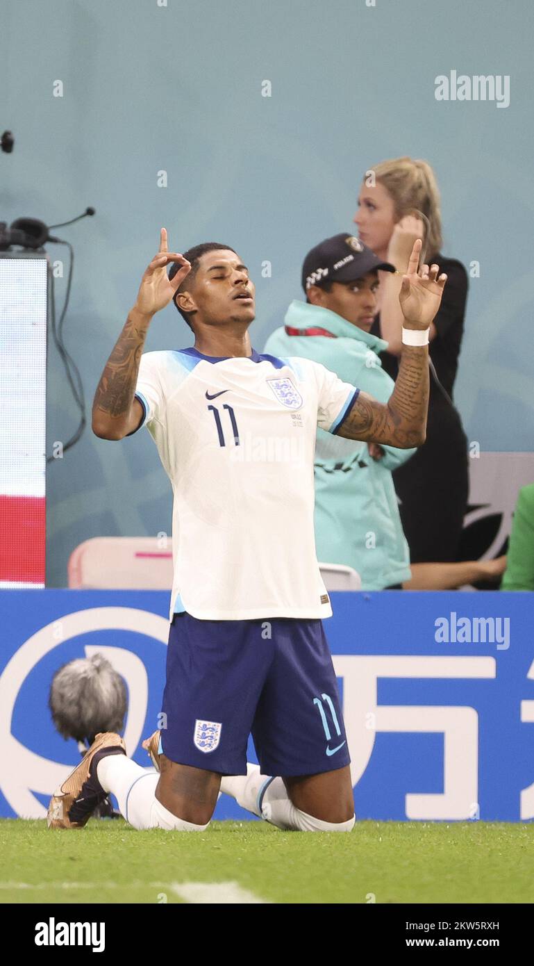 Marcus Rashford of England #11 celebrates his first goal during the ...
