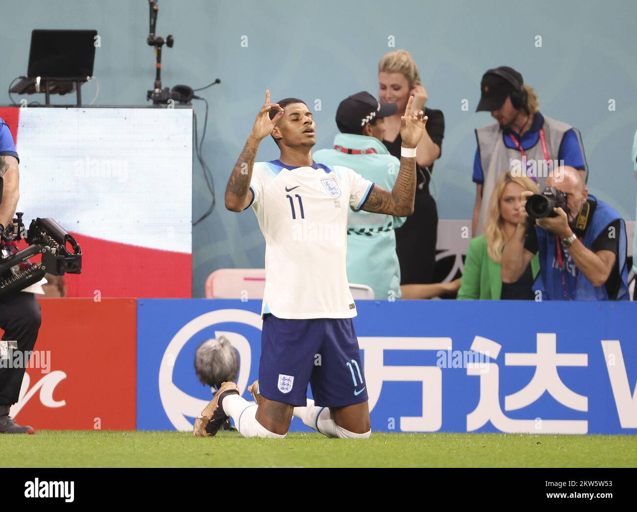 Marcus Rashford of England #11 celebrates his first goal during the ...