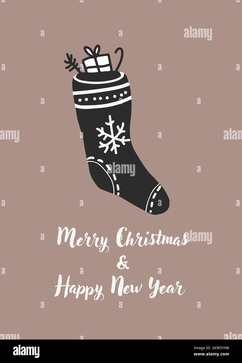 Merry Christmas and Happy New Year Scandinavian trendy abstract ...