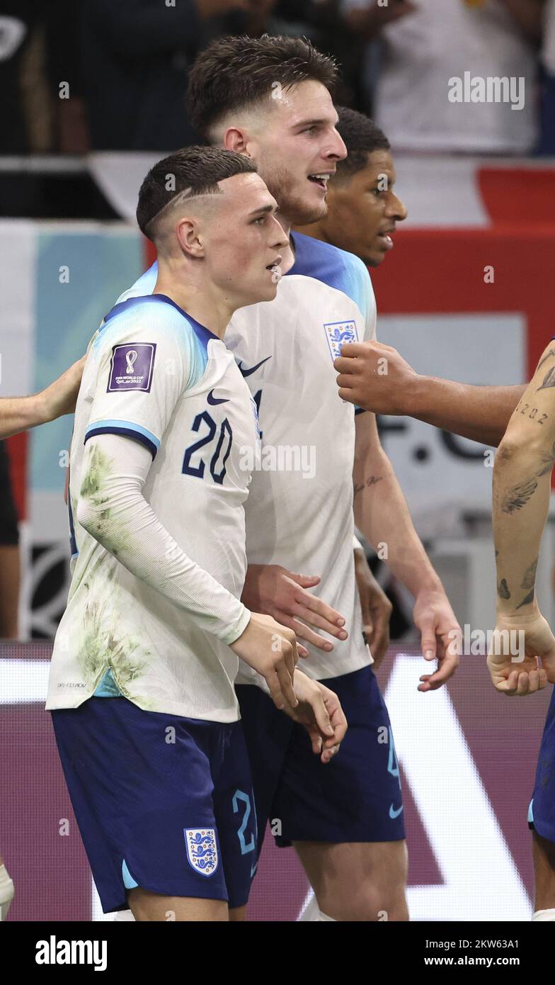 Phil Foden of England celebrates his goal with Declan Rice and ...