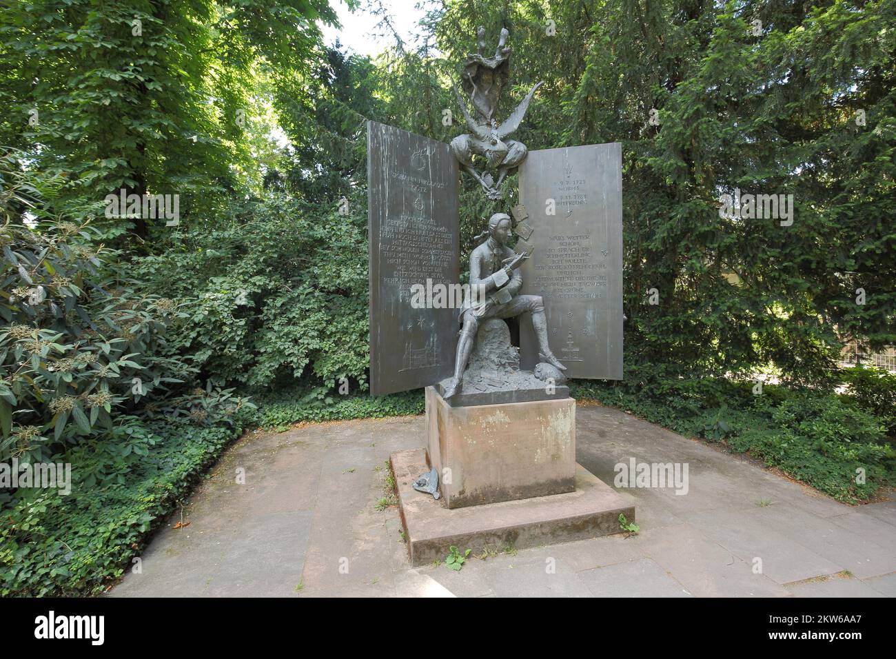 Monument with sculpture to Johann Nikolaus Götz 1721-1781, text, bronze ...