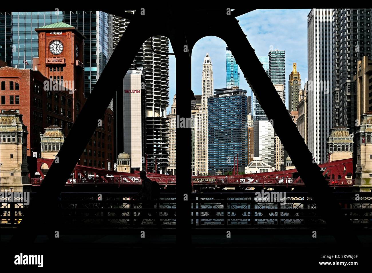 View of Downtown from the Wells Street Bridge, Chicago, Illinois ...