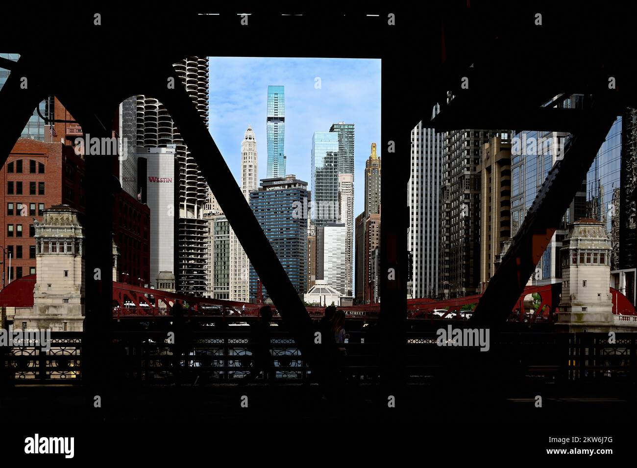 View of Downtown from the Wells Street Bridge, Chicago, Illinois ...