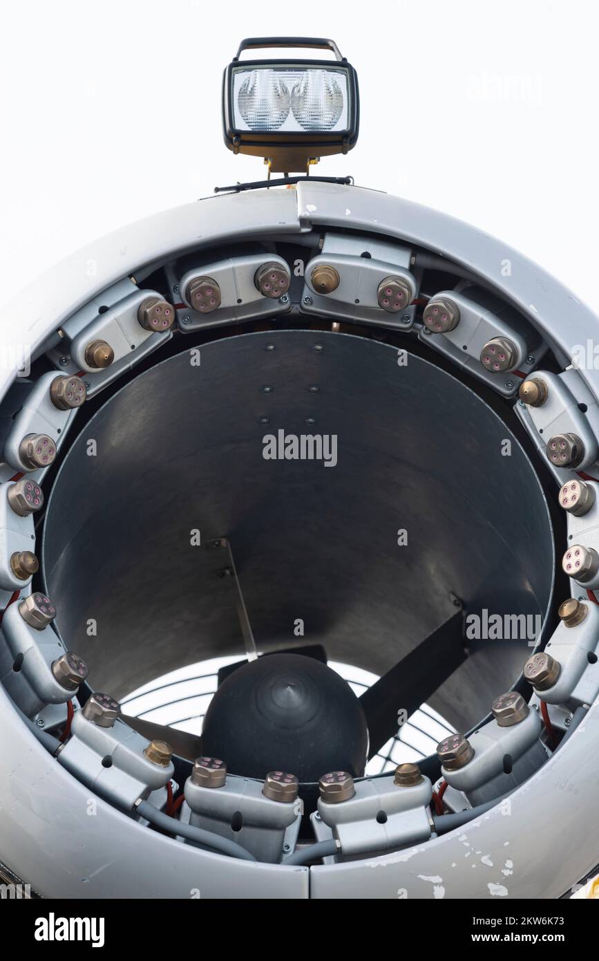 Nozzles on the inner rim of a propeller gun, snow cannon, Allgäu Alps ...