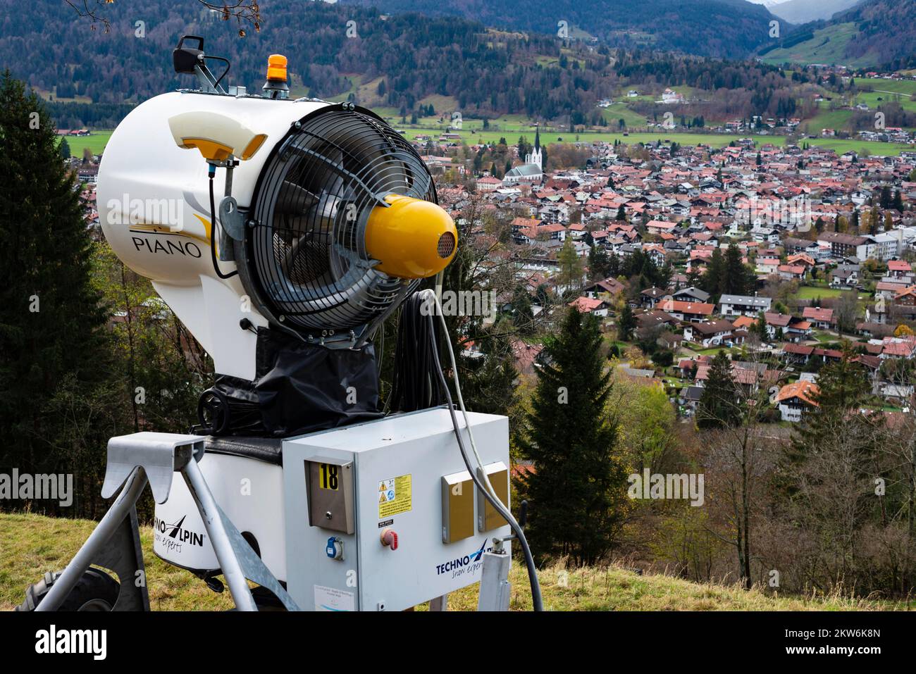 Mobile propeller gun, snow gun, Allgäu Alps, Allgäu, Bavaria, Germany ...