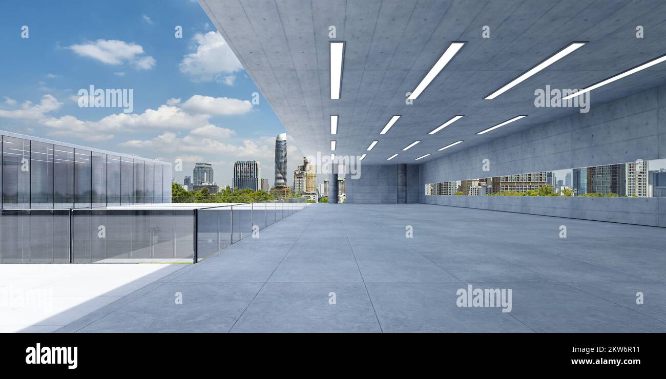 Modern glass wall commercial buildings exterior. Realistic 3d rendering ...