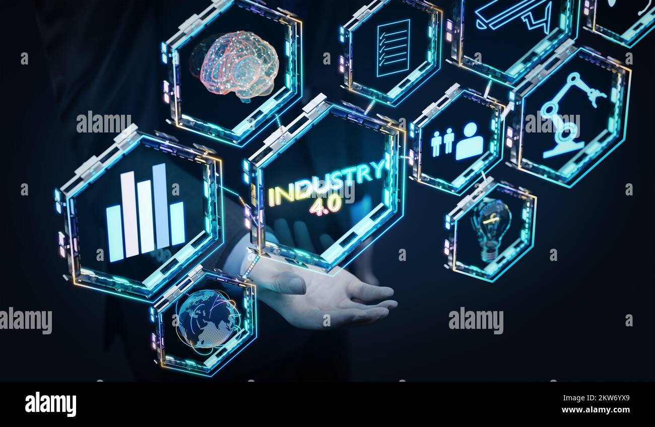 Manager industrial engineer using smart Cloud computing. Concept of ...