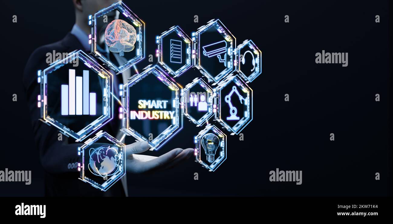 Industrial Engineer using smart Cloud computing. Concept of Smart ...